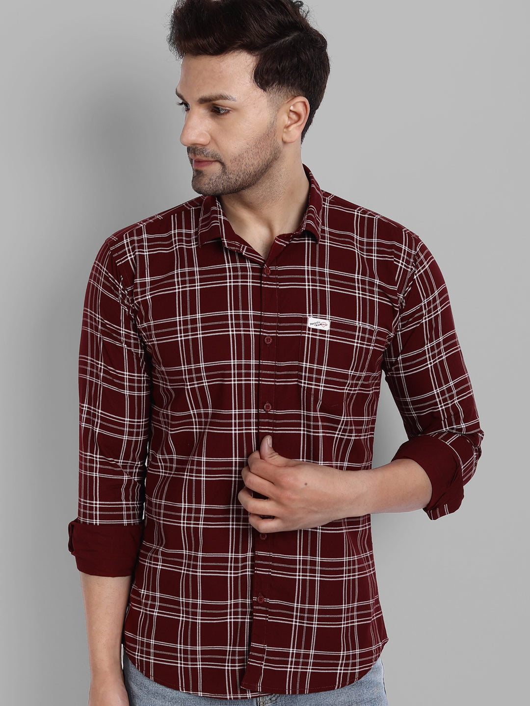 Classic Checkmate Pure Cotton Checkered Shirt - Maroon – houseofmajestic